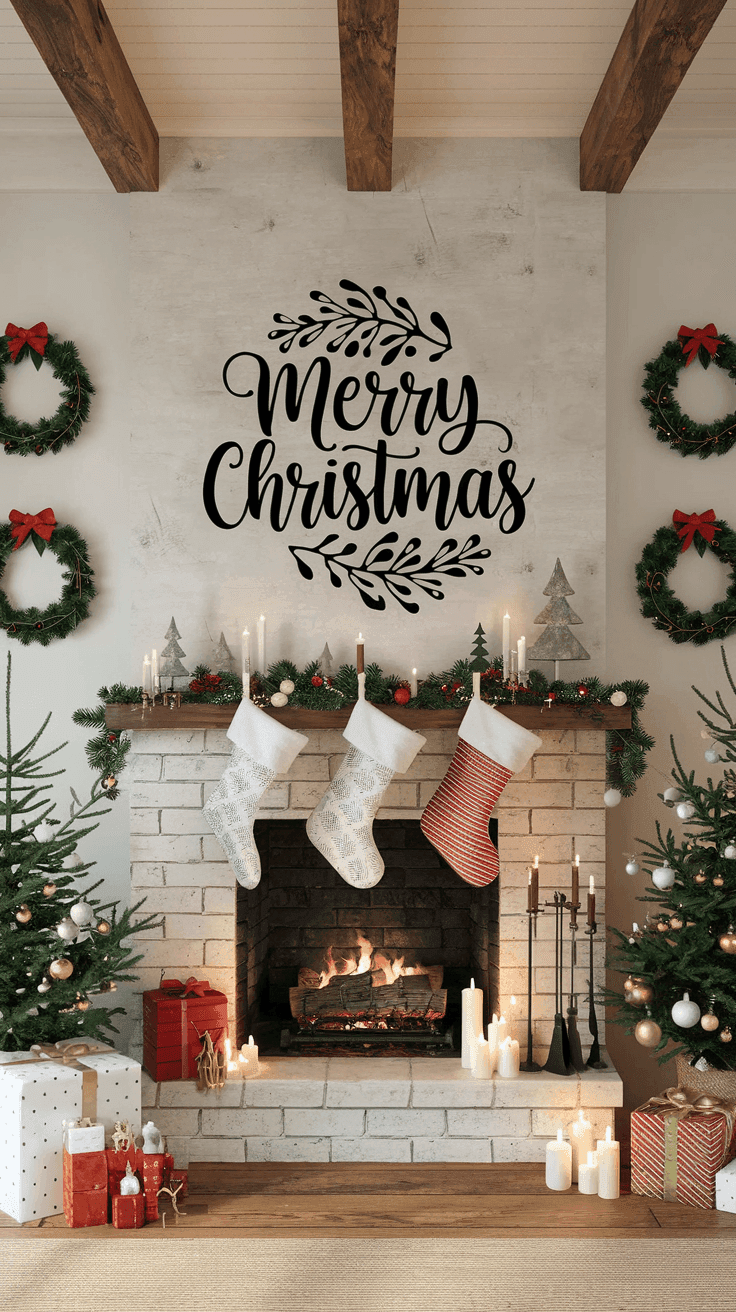21 Fireplace Christmas decorations
